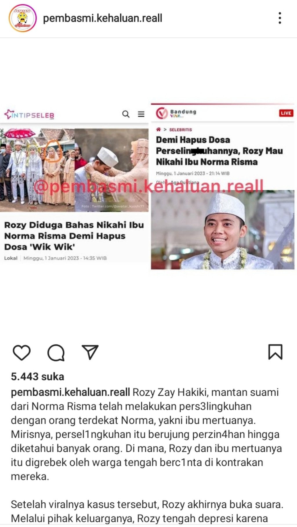 Heboh, Postingan Diduga Rozy Zay Hakiki Berharap ke Norma Risma Diberi Kesempatan Kedua ...