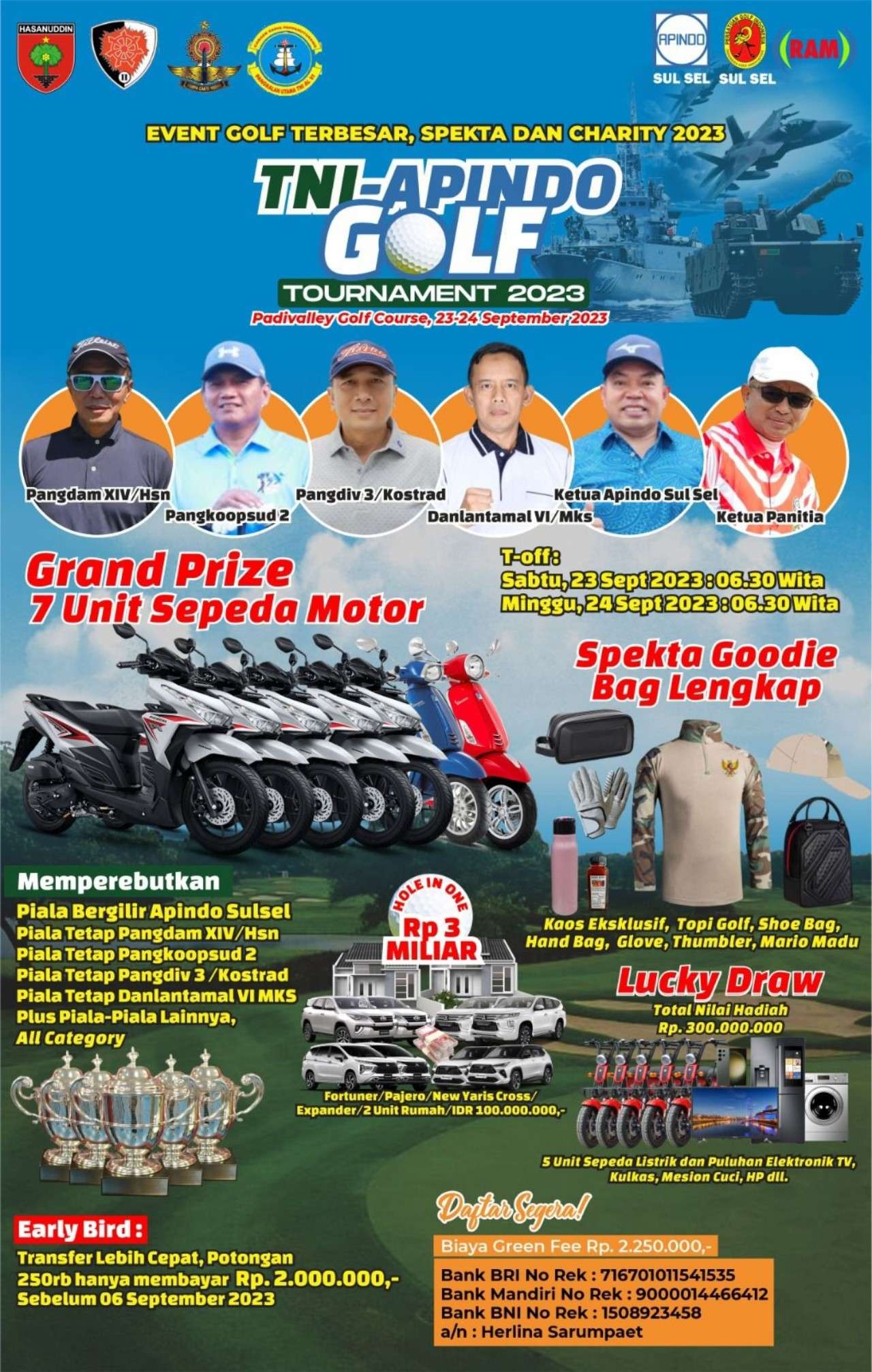 Turnamen Golf TNI-APINDO Sulsel 2023 Berlimpah Peserta dan Hadiah ...